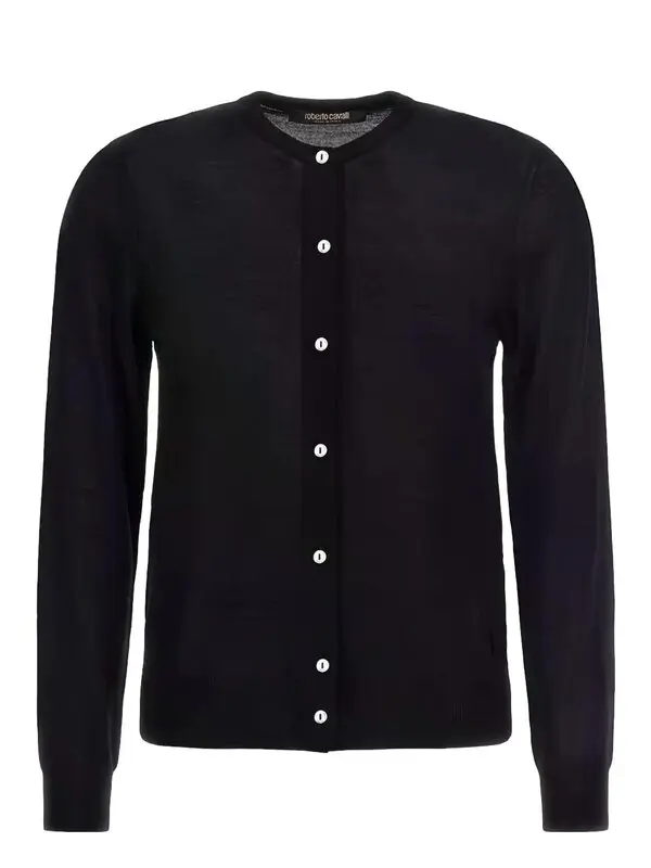 Roberto Cavalli Button-front Wool Cardigan - Black