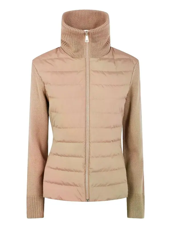 Moncler Quilted Knit Padded Jacket - Neutrals