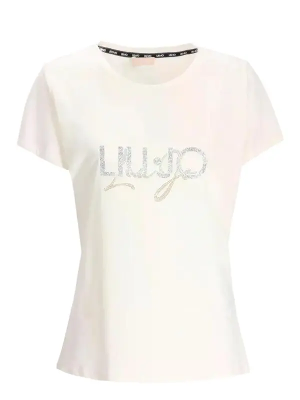 Liu Jo Embellished-logo T-shirt - Neutrals