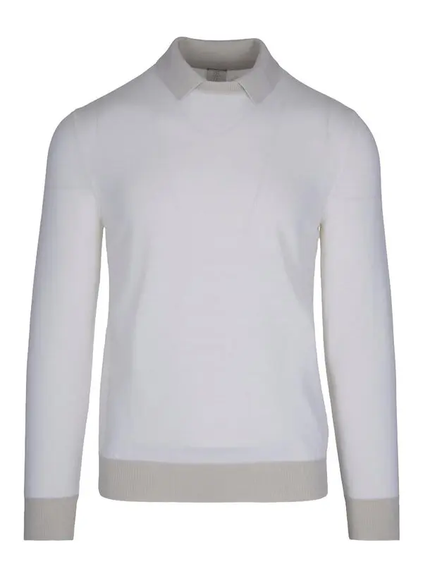 Eleventy Wool Sweater - Ivory, Sand