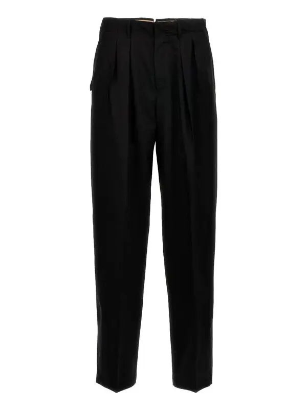PT TORINO Pleated Trousers With Charm Detail - Black