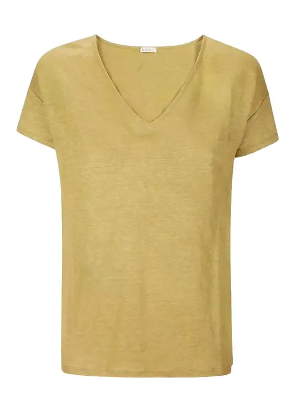 HIRA Linen V-neck T-shirt - Green