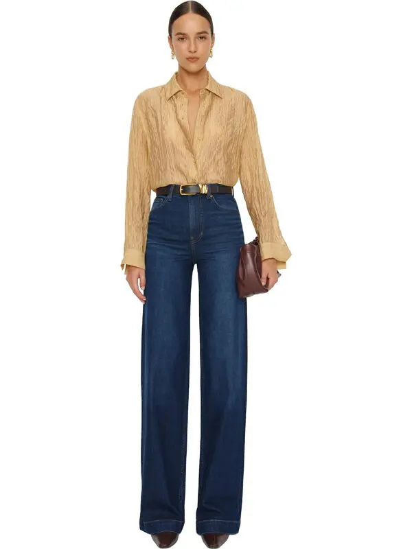 REFORMATION Bex Super Stretch High Rise Wide Leg Long Jeans - Blue