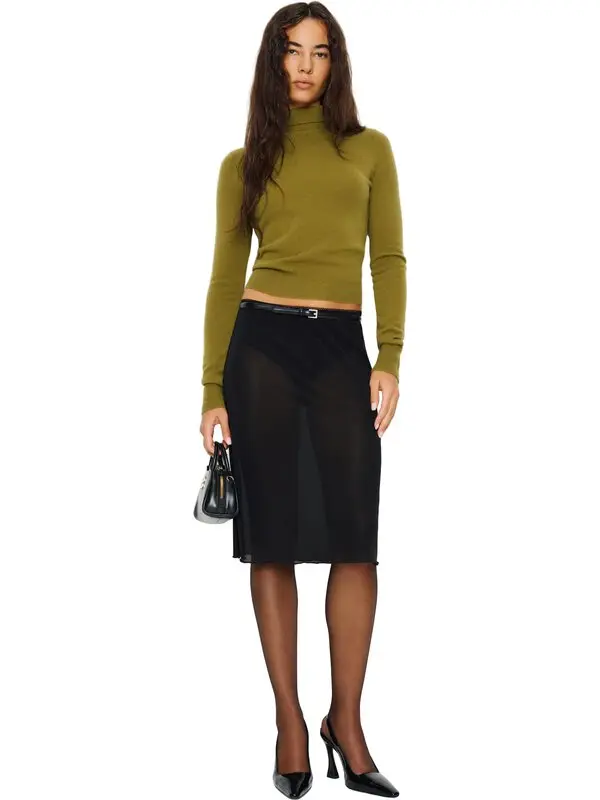 REFORMATION Brodie Sheer Knit Skirt - Black