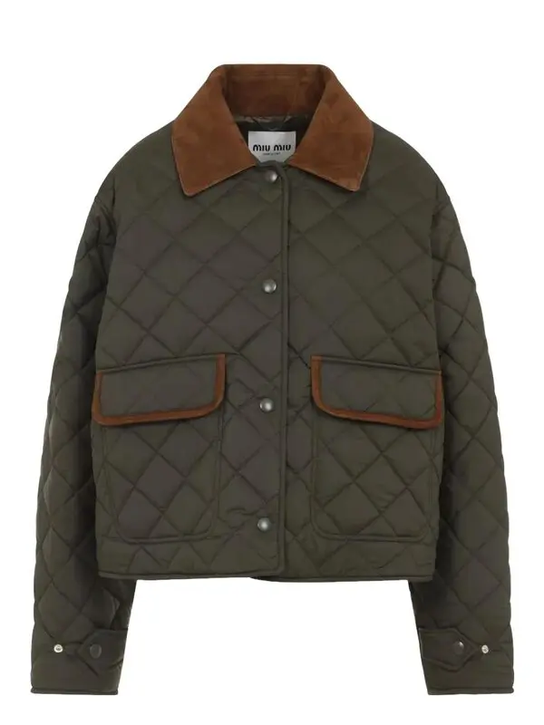 Miu Miu Diamond Quilted Jacket - Green