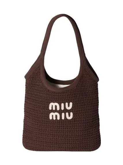 Miu Miu Woven Shopper - Cocoa/chalk