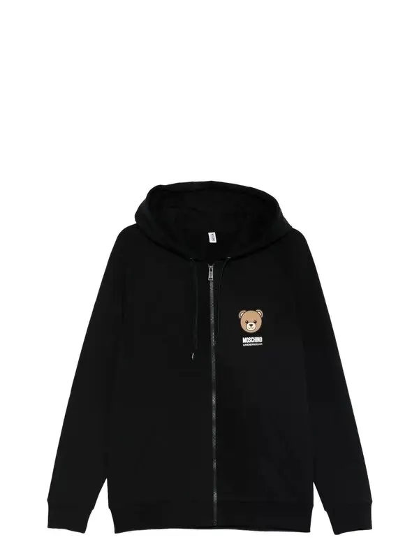 Moschino Teddy-print Zip-up Loungewear - Black
