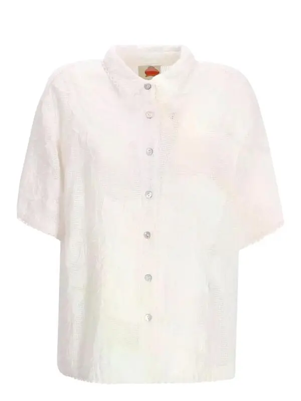 Farm Rio Embroidered Floral Cotton Shirt - White