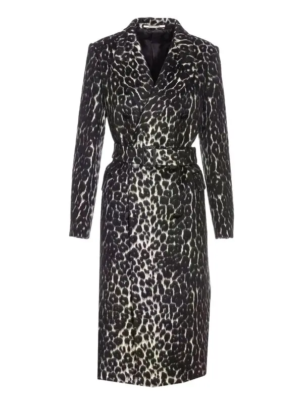 Tagliatore Leopard-print Double-breasted Coat - Black