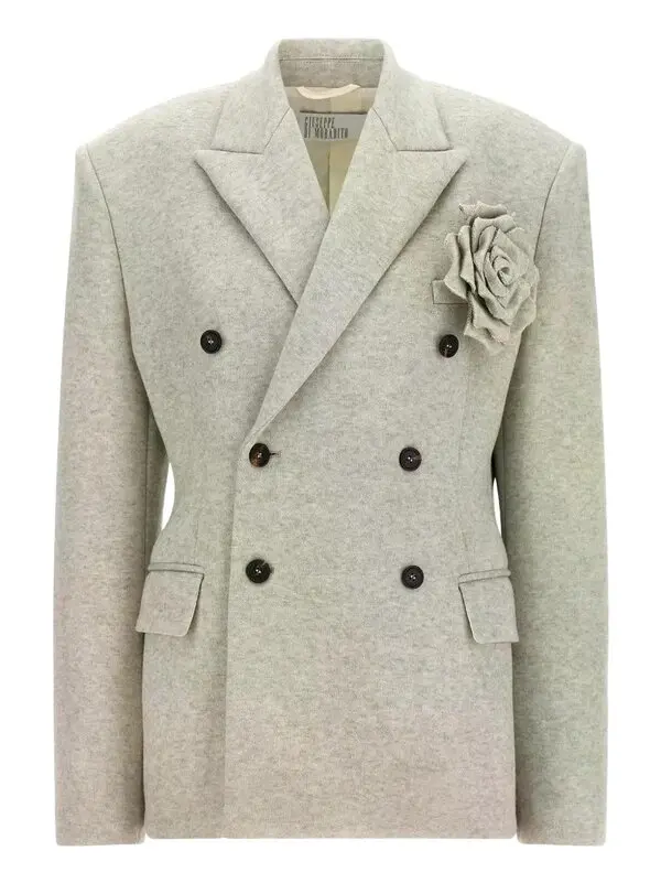 Giuseppe Di Morabito Rose-embellished Double-breasted Blazer - Grey