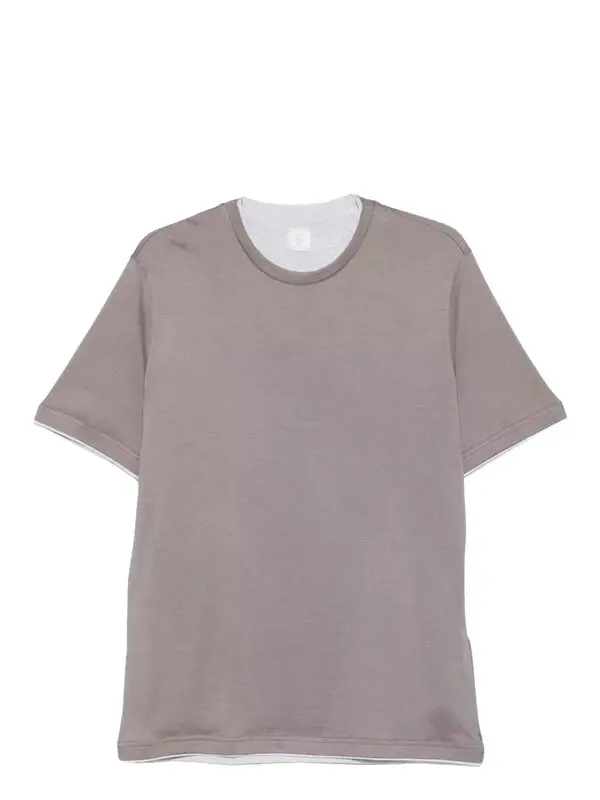 Eleventy Layered Cotton T-shirt - Grey