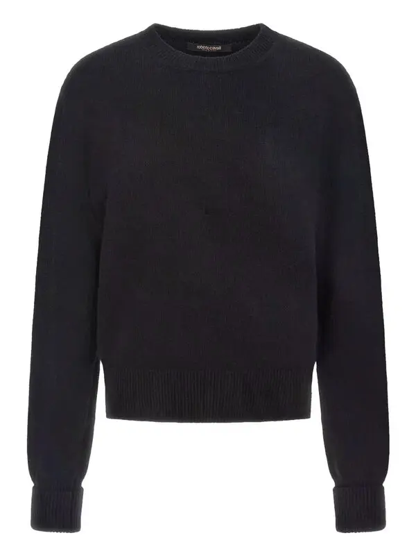 Roberto Cavalli Rose-embellished Wool Sweater - Black