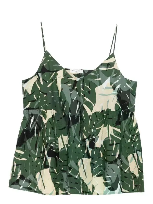 Marc O'polo Leaf-print V-neck Top - Green