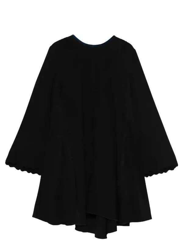 FORTE_FORTE Scallop-trimmed Flared Dress - Black
