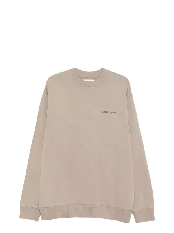 SAMSOE SAMSOE Crew-neck Logo Sweatshirt - Neutrals