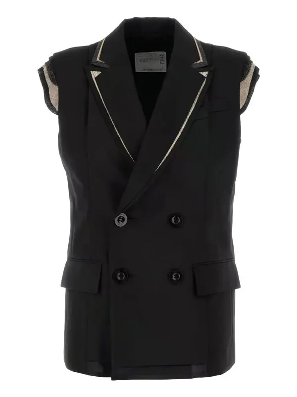 Sacai Embellished Double-breasted Vest - Black