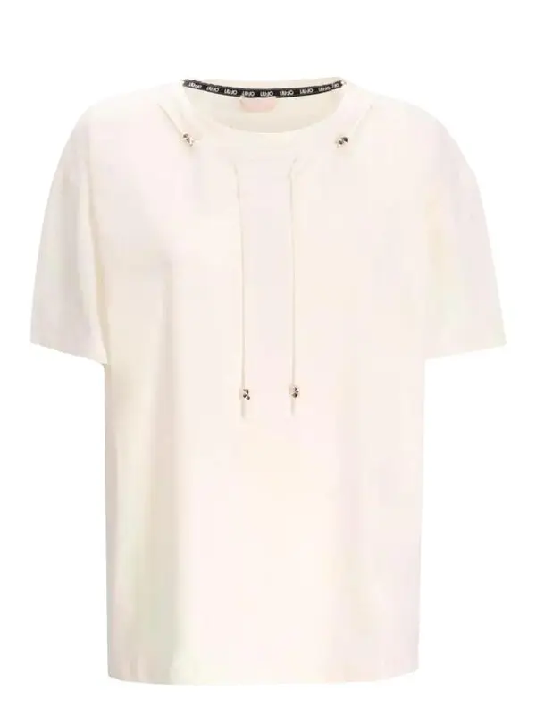 Liu Jo Cotton T-shirt With Drawstring Detail - Neutrals