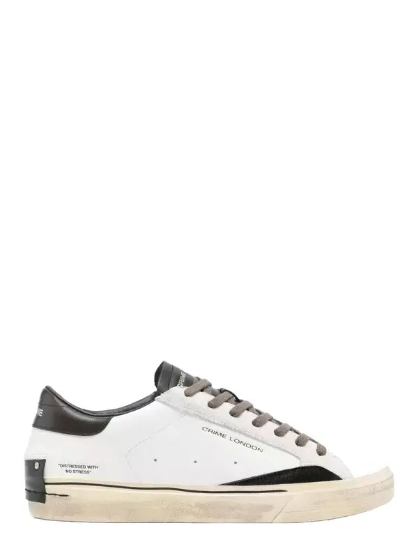 CRIME LONDON Distressed Leather Sneakers - White