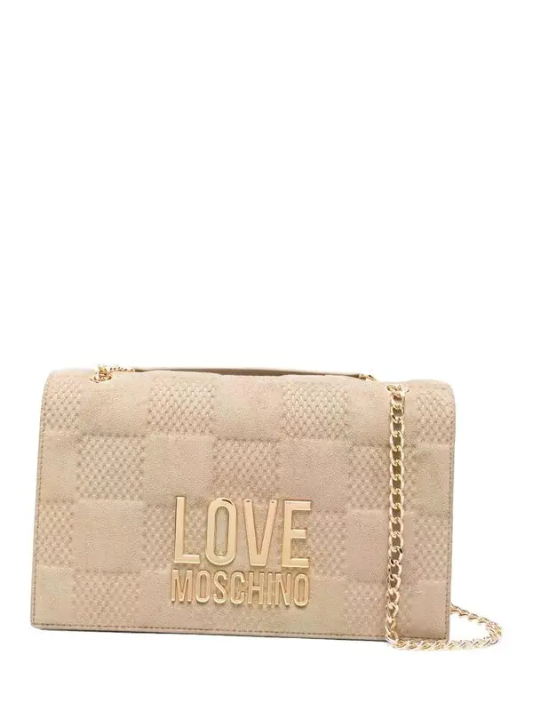 Moschino Quilted Logo Shoulder Bag - Neutrals
