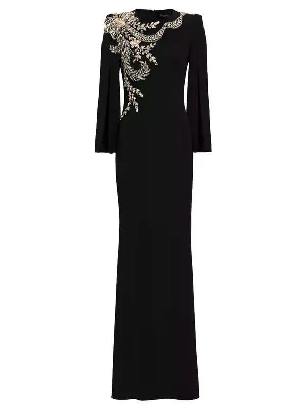 Jenny Packham Floral-embellished Maxi Dress - Black