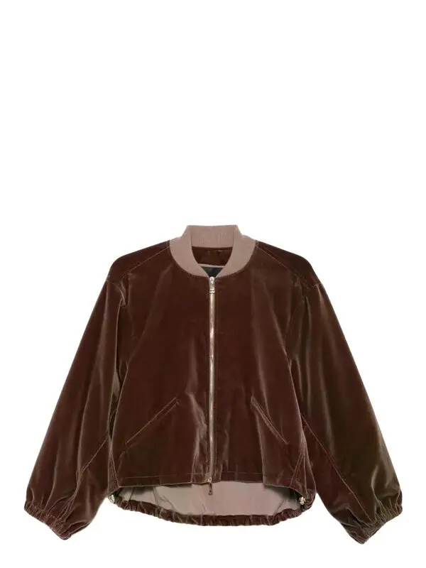 Fabiana Filippi Velvet Zip-up Bomber Jacket - Brown