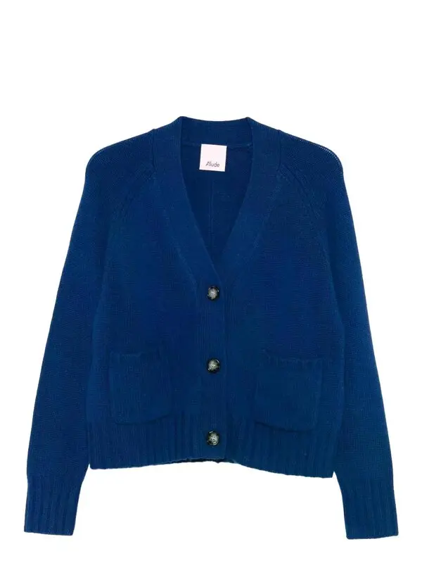 ALLUDE Patch-pocket Button Cardigan - Blue