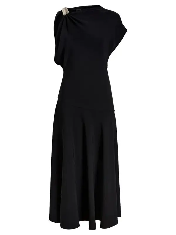 Proenza Schouler Draped One-shoulder Midi Dress - Black