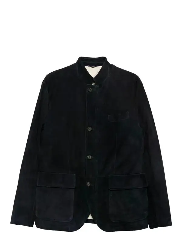Eleventy Patch Pocket Suede Jacket - Blue