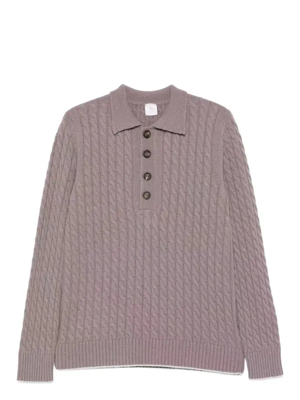 Eleventy Cable-knit Polo Sweater - Pink