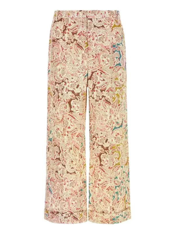 Valentino Garavani Paisley-print Hemp Trousers - Pink