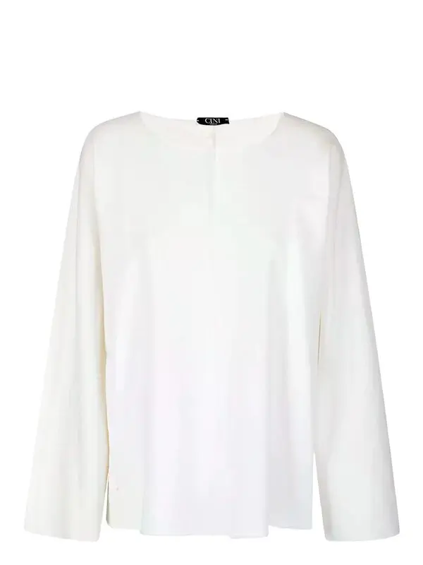 CINI Crew-neck Long Sleeve Blouse - White