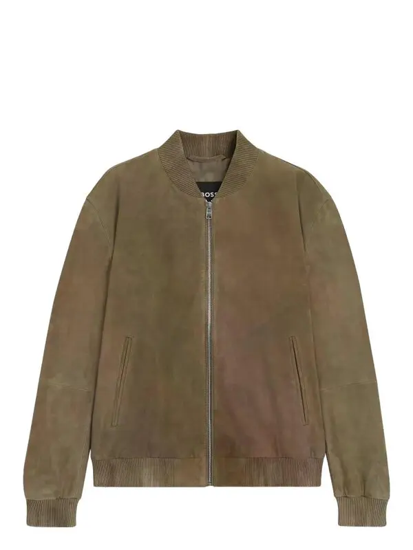 BOSS Suede Zip-front Bomber Jacket - Brown