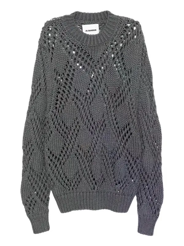 JIL SANDER Lace-trimmed Wool Jumper - Grey