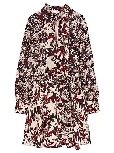 REISS Lora Graphic-print Mini Dress - Burgundy Cream