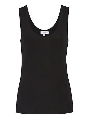 REISS Ribbed Stretch-cotton Vest - Black