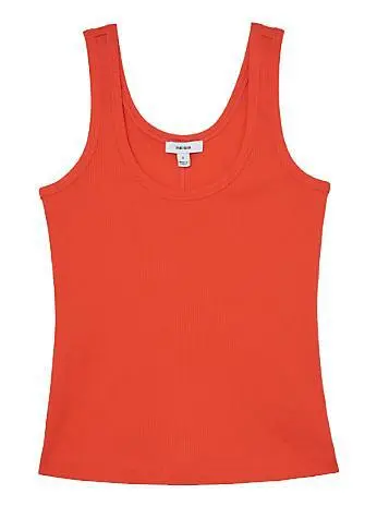 REISS Ribbed Stretch-cotton Vest - Coral Pink