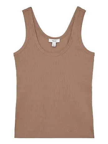 REISS Ribbed Stretch-cotton Vest - Taupe Neutral