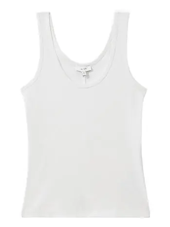 REISS Ribbed Stretch-cotton Vest - White