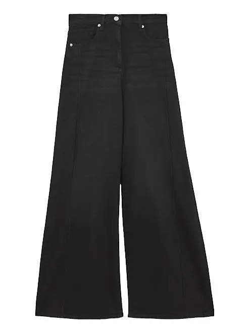 REISS Heather Wide-leg High-rise Denim-blend Jeans - Black