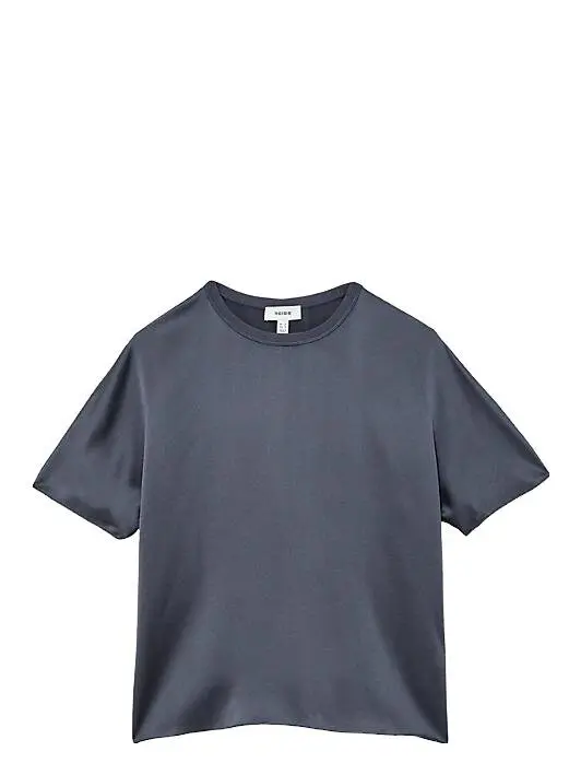 REISS Lena Short-sleeve Silk Top - Blue