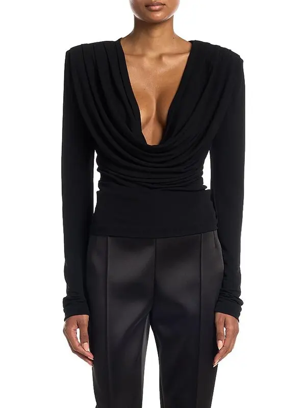Wardrobe.NYC Cowl Neck Top - Black