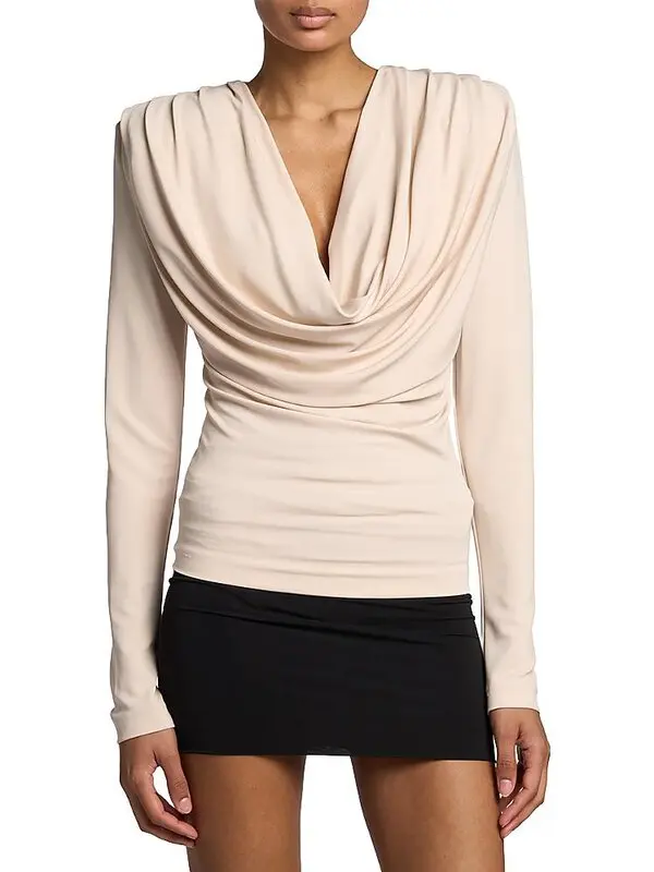 Wardrobe.NYC Cowl Neck Top - Greige