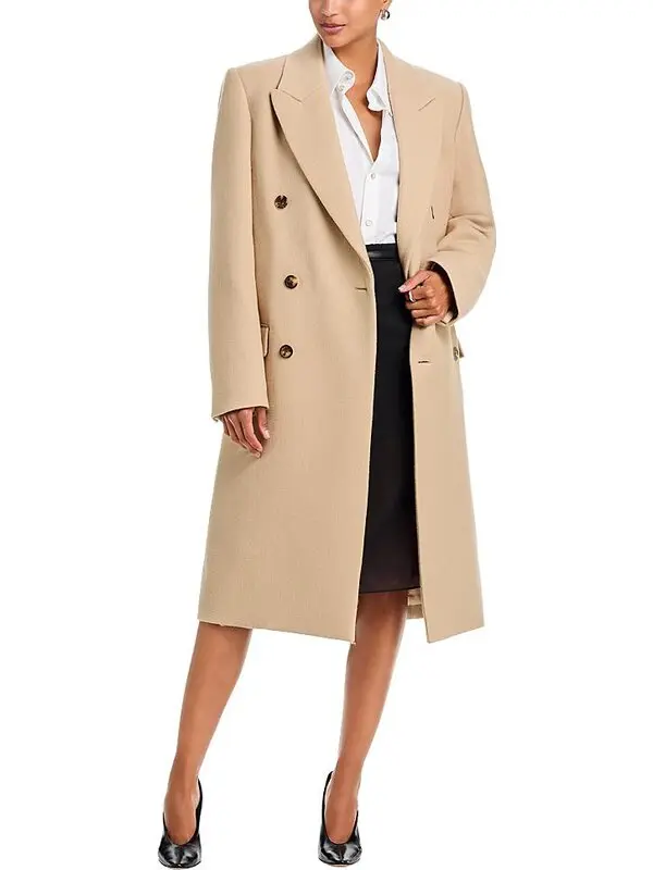 Wardrobe.NYC Classic Double Breasted Wool Coat - Khaki