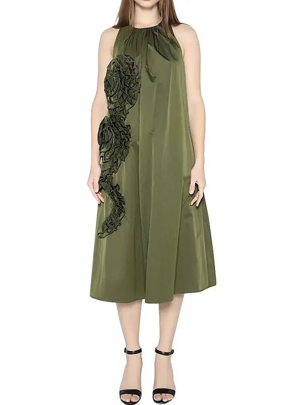 Gracia Floral Applique Dress - Olive