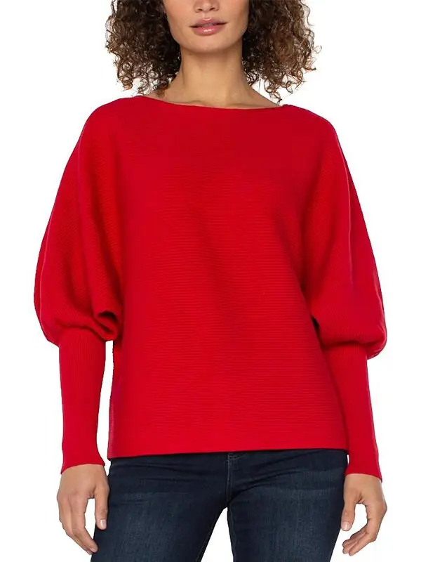 LIVERPOOL Bishop Sleeve Boat Neck Sweater - Tango Red