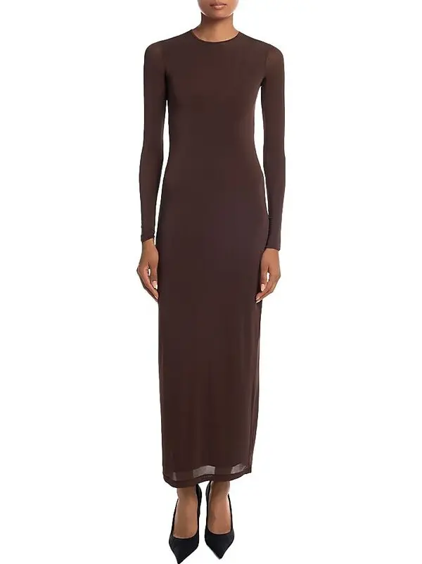 Wardrobe.NYC Sheer Midi Dress - Dark Brown
