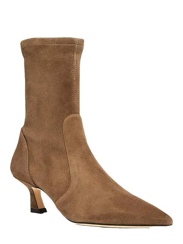 STUART WEITZMAN Vinnie 50 Leather Booties - Smokey Taupe