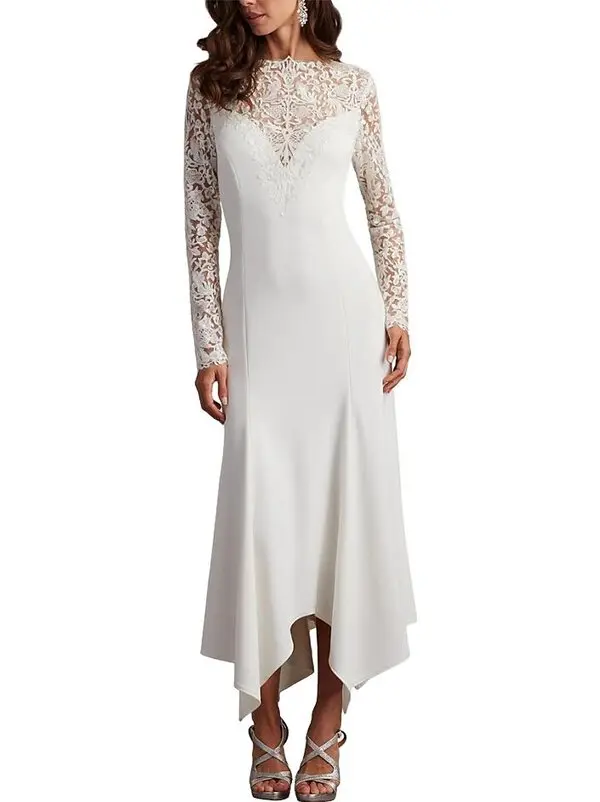 Tadashi Shoji Marzia Illusion Midi Dress - Ivory