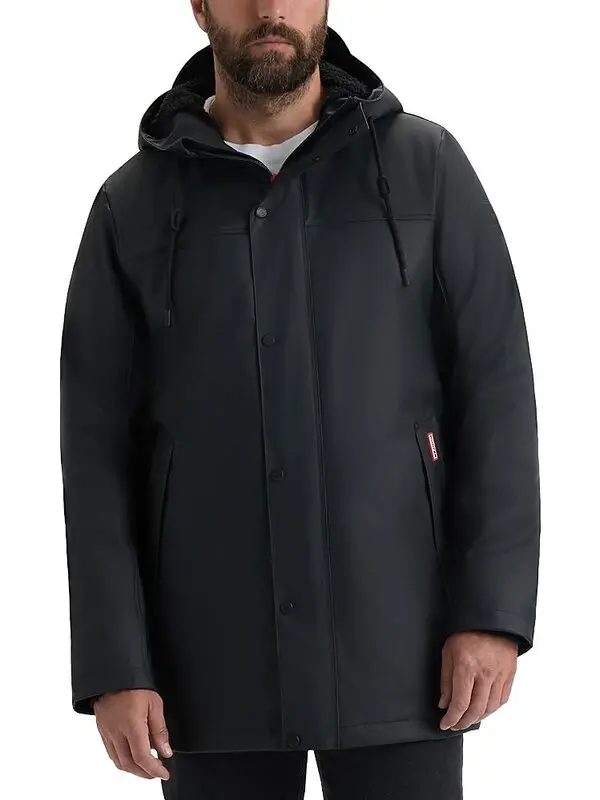 Hunter Padded Rubberized Raincoat - Black