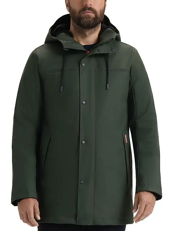 Hunter Padded Rubberized Raincoat - Hunter Green/ Navy